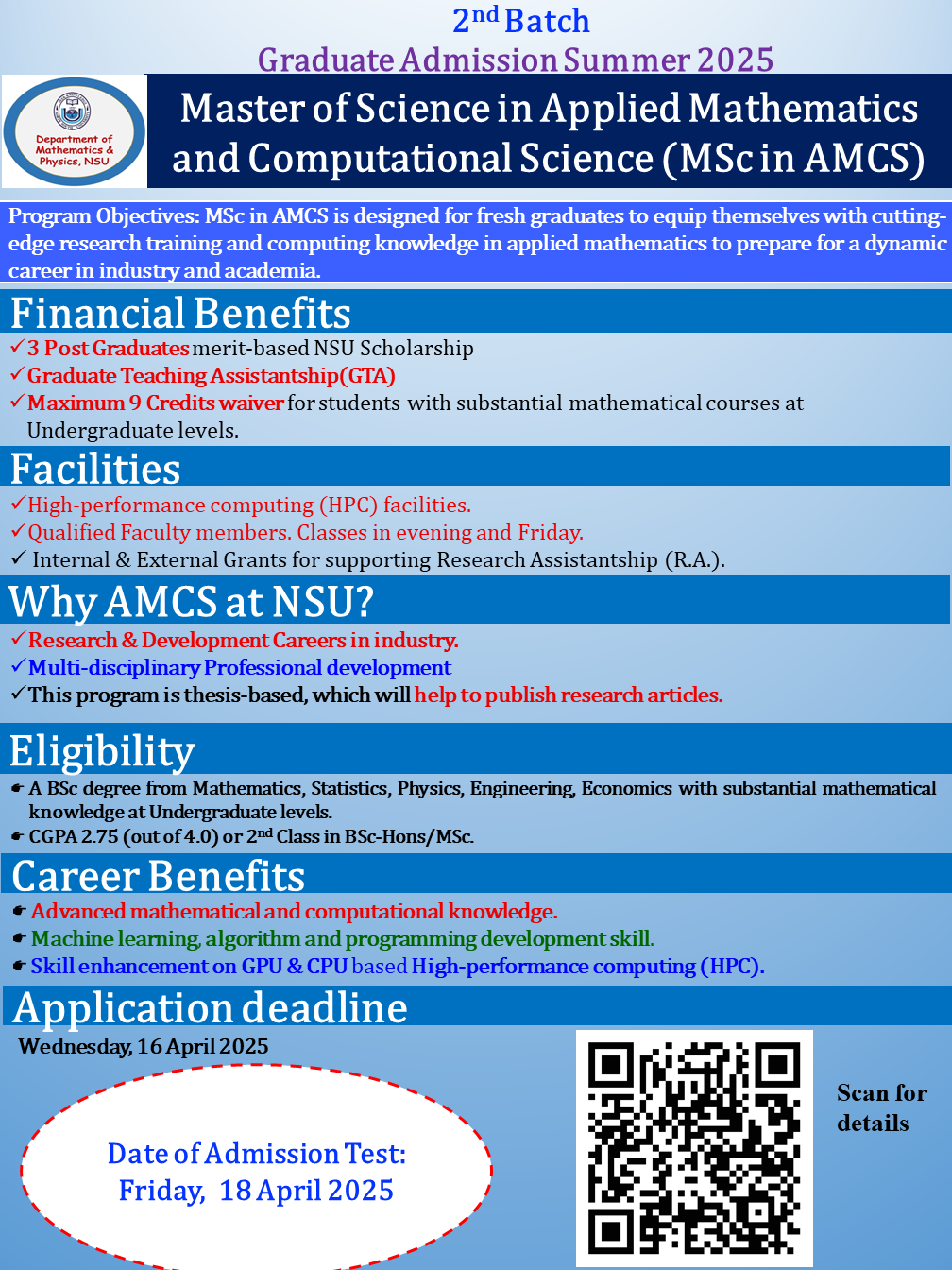 Department of Mathematics & Physics | North South University